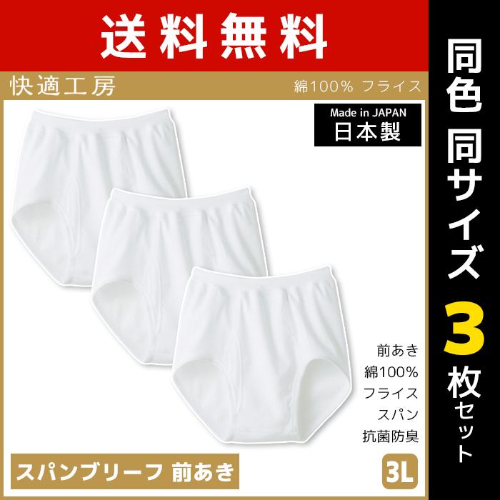 快適工房 同色3枚セット スパンブリーフ 前あき 3Lサイズ 日本製 パンツ グンゼ GUNZE : モテ下着Yahoo!支店 - 通販 ...