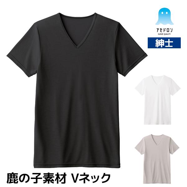GUNZE アセドロン 鹿の子 VネックTシャツ インナー 男性 紳士 グンゼ : モテ下着Yahoo!支店 - 通販 - Yahoo!ショッピング