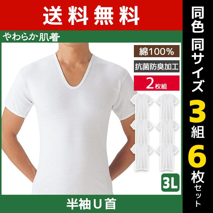 GUNZE 同色3組セット 計6枚 やわらか肌着 半袖U首シャツ 2枚組 3Lサイズ Uネック Tシャツ グンゼ : モテ下着Yahoo!支店 - 通販 - Yahoo!ショッピング