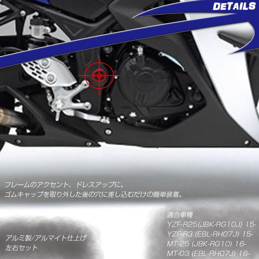 フレーム キャップ YZF-R25 YZF-R3 MT-25 MT-03 アルミ製 アルマイト仕上げ 2個セット S-618 :S-618:バイクパーツ専門店EALE - 通販 - Yahoo ...