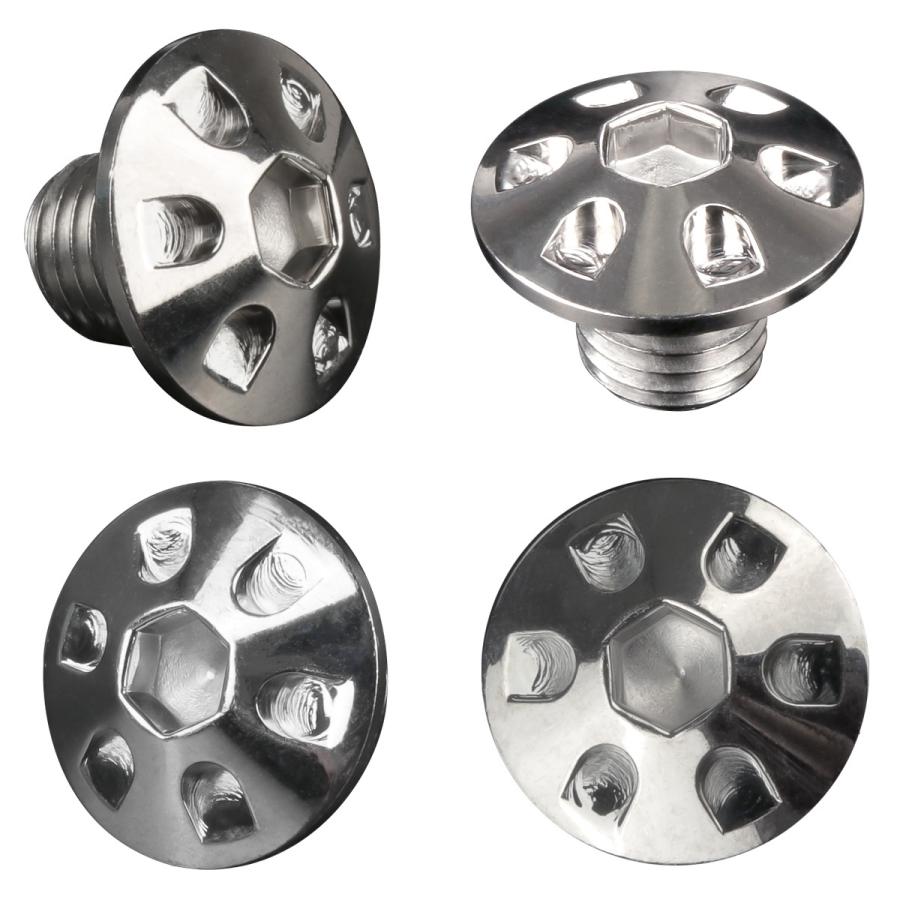 ヤマハ発動機 ミラーホールカバーボルト M10×10mm P1.25 正ネジ 逆ネジ ヤマハ車汎用 ミラーキャップ デザインヘッド シルバー ...