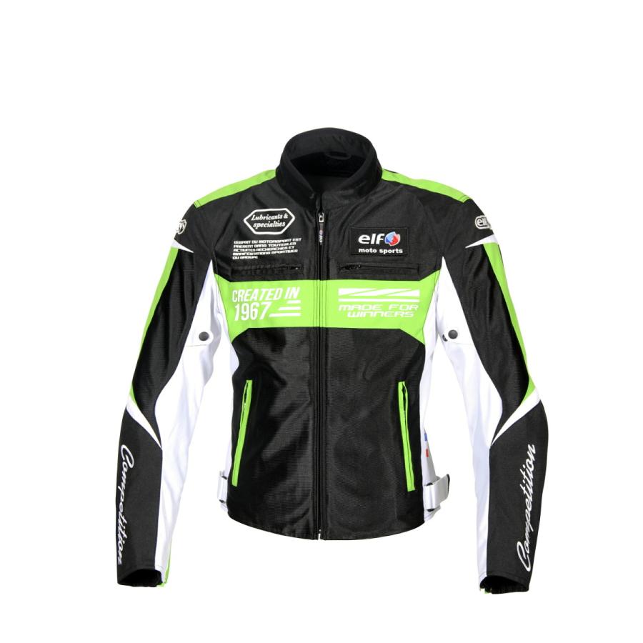 elf フラッグシップ Flagship エルフ バイク ジャケット 春夏 EJ-S103 イデアールメッシュジャケット ブラック/グリーン LWサイズ EJ-S103-BK&GR-LW ...