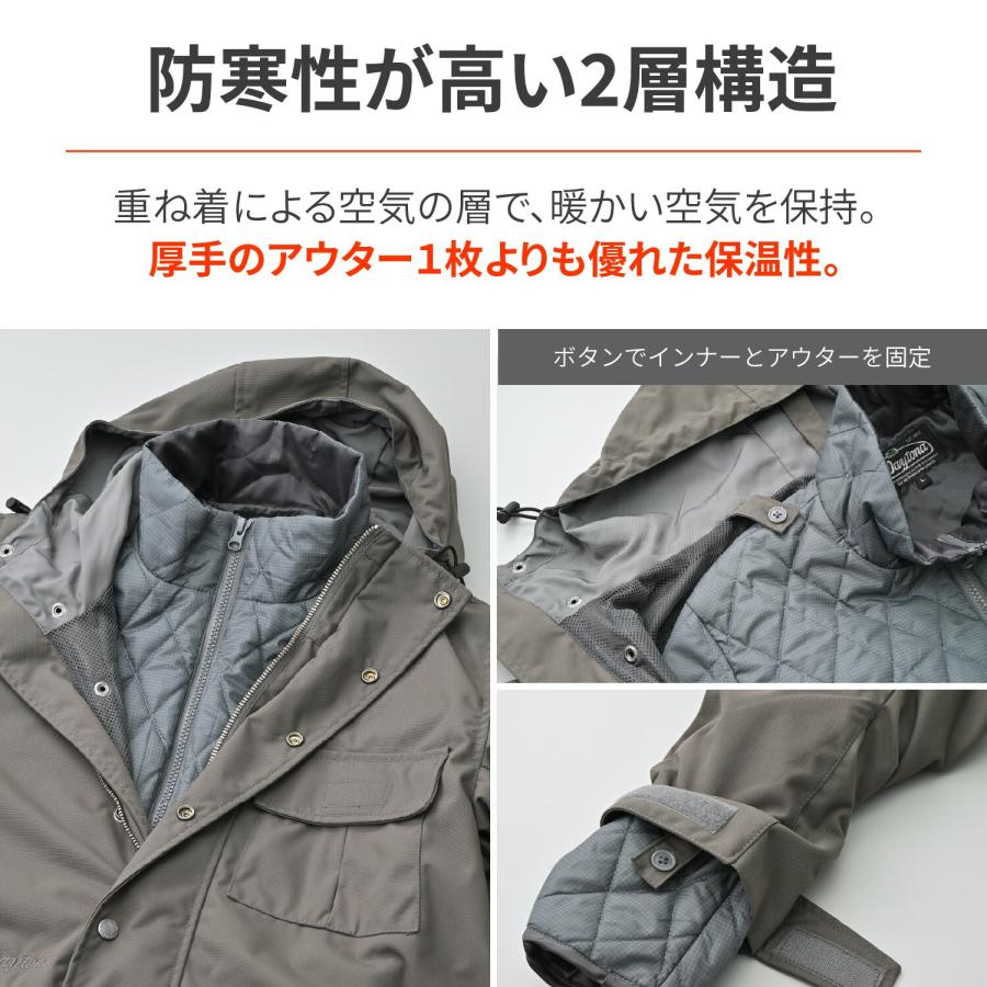 DAYTONA（バイク用品） デイトナ DAYTONA バイク用 ジャケット 春秋冬 CE規格 薄型プロテクター付属 防風 マウンテン3WAYパーカー DJ-007R チャコール 2XLサイズ ...