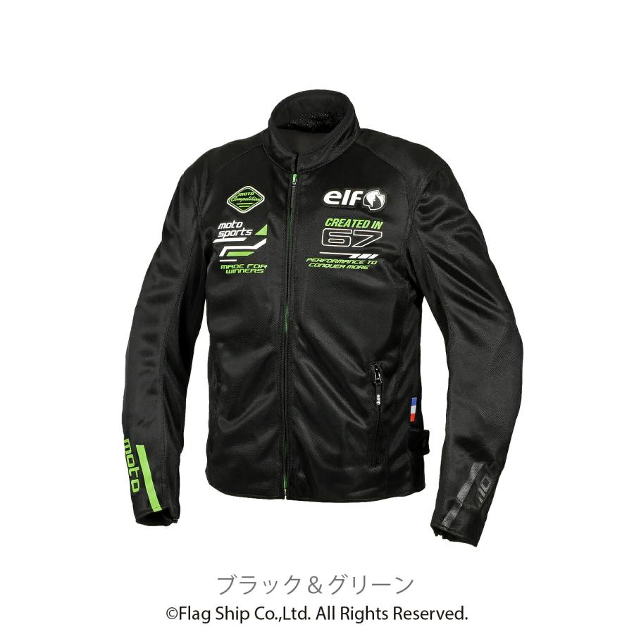 elf 15日当店限定クーポン エルフ バイク用 春夏 プロテクター ウェア EJ-S121 エオリアメッシュジャケット ブラック&グリーン Mサイズ : moto-zoa ヤフーショッピング ...