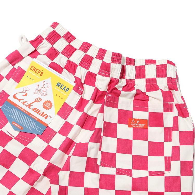 COOKMAN COOKMAN/クックマン ショートシェフパンツ Chef Pants Short Checker Pink（ユニセックス ...