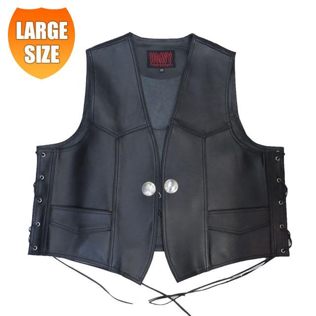 HEAVY オイルレザーベスト ブラック（50インチ）VEST (HVO-01XX)メンズ ラージサイズ : モトブルーズ神戸 - 通販 ...