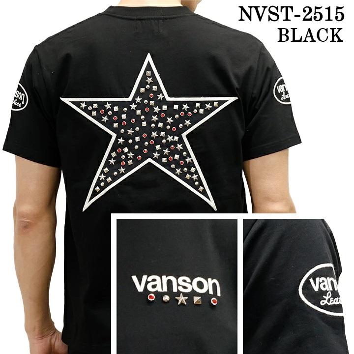 VANSON VANSON バンソン 天竺 半袖Tシャツ 刺繍 スタースタッズ メンズ 2カラー │ブラック or オフホワイト│（NVST-2515） : モトブルーズ神戸 - 通販 ...
