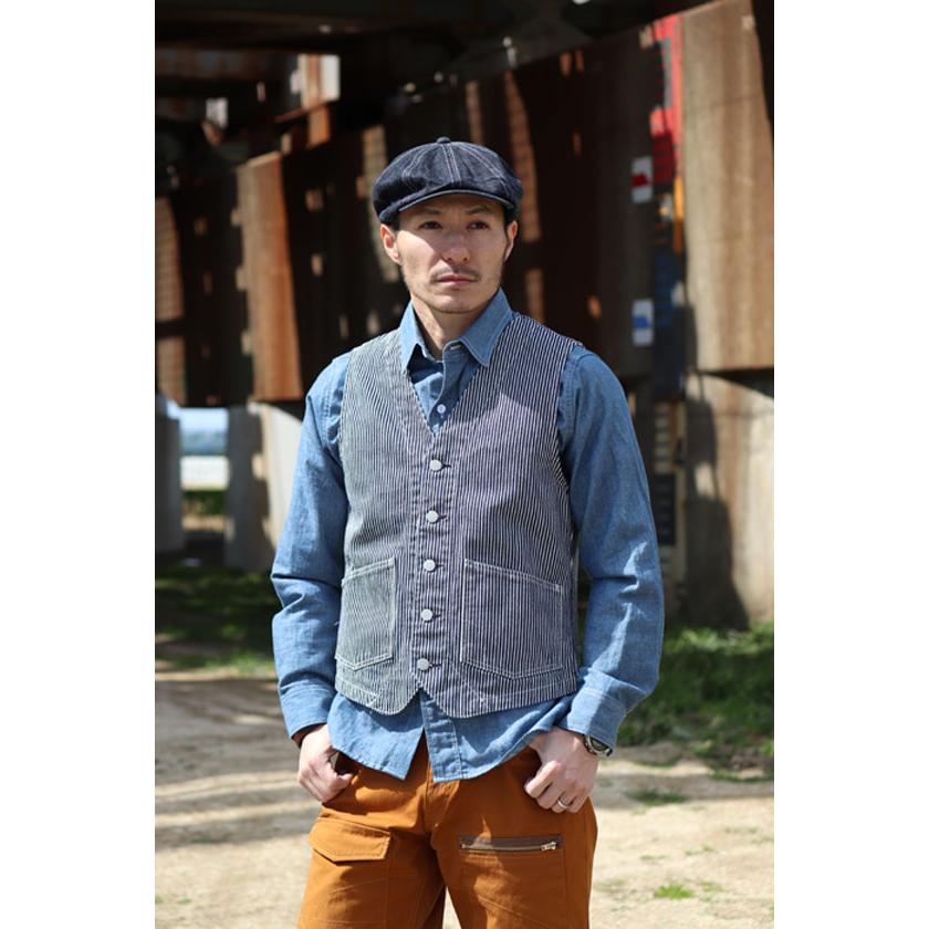 児島ジーンズ 児島ジーンズ ベーシックワークベストKOJIMA GENES 13oz DENIM & HICKORY BASIC WORK VEST（RNB-568N) : モトブルーズ神戸 ...