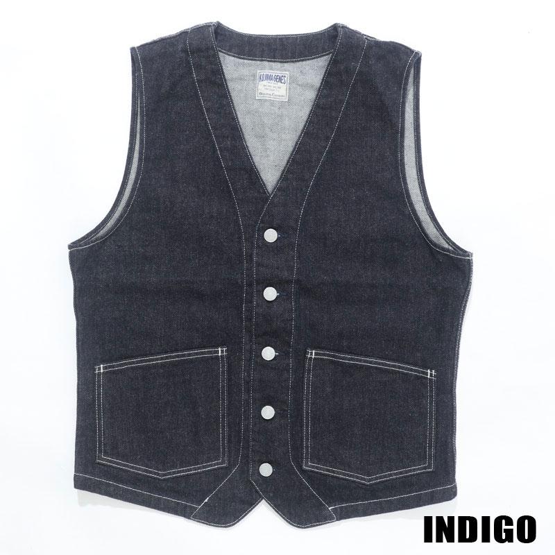 児島ジーンズ 児島ジーンズ ベーシックワークベストKOJIMA GENES 13oz DENIM & HICKORY BASIC WORK VEST（RNB-568N) : モトブルーズ神戸 ...