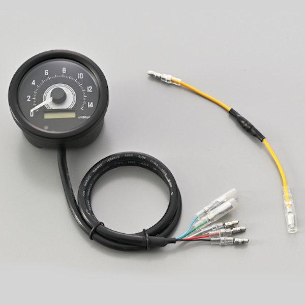 デイトナ DAYTONA 44204 VELONA 電気式タコメーター Φ60 15000rpm ブラックボディ ホワイト LED 汎用 ...