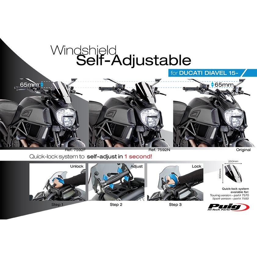 プーチ(Puig) スポーツスクリーン ダークスモーク DUCATI ディアベル 14- 7592F : モトパーツ バイクカスタムパーツ ...