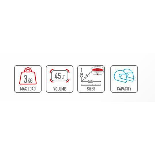 ジビ(GIVI) MONOLOCK 45L トップケース E455 シンプリー ブラック/レッドリフレクター ユニバーサルベースプレート付 ...