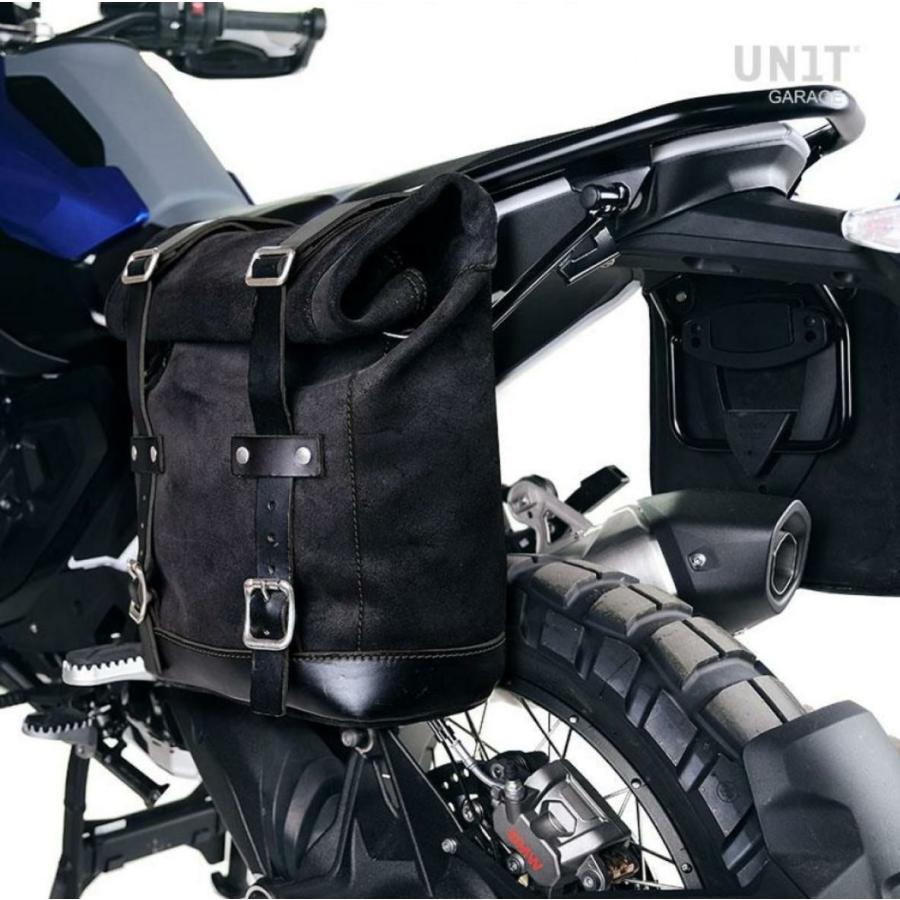 BMW R1300GS ワックス防水加工スエードレザーサイドバッグ 10L-14L ジェットブラック＆サイドバッグサポート フレーム左側キット ユニットガレージ : モトパーツ バイクカスタム ...