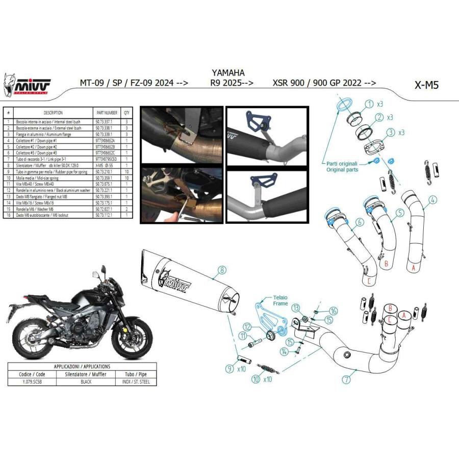 YAMAHA YZF-R9 (2025-) / MT-09 (2024-) フルエキゾーストマフラー X-M5 ブラック MIVV : モトパーツ バイクカスタムパーツ 専門店 - 通販 ...