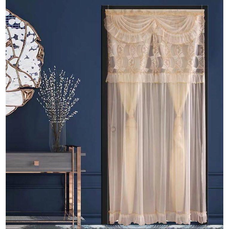 A37747 のれん ロング レース フラワー柄 ．姫系二重タイプ 暖簾 間切り レース 姫系雑貨 85x200 :10040100:夢ハウス ...