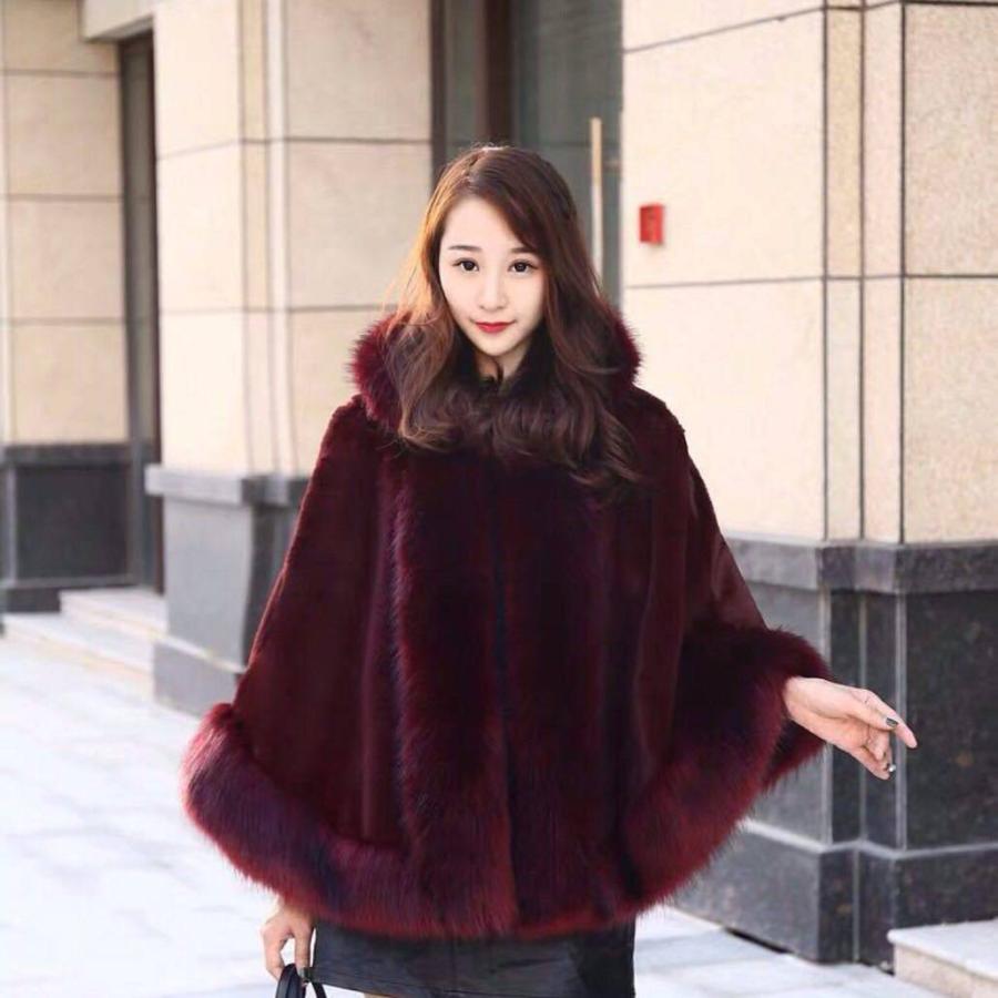 毛皮風ミンクケープ ．ファーショール ファーストール ポンチョ