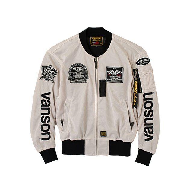 正規品／バンソン 2024春夏モデル TVS2402S MESH MA-1 JACKET（アイボリー/ブラック） サイズ 2XL VANSON バイク : 1411450-2765517 ...