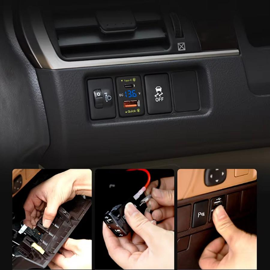トヨタ（TOYOTA） スイッチホール用 USB充電器 Aタイプ LED クラウン GRS2## ARS2#0 URS206 UZS207 ...