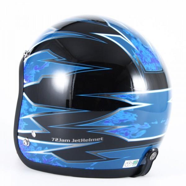 72JAM JET HELMET JJ-17 STING（ブルー） ブラックベース グロス仕上げ スモールジェットヘルメット : 二輪用品店 MOTOSTYLE - 通販 - Yahoo!ショッピング