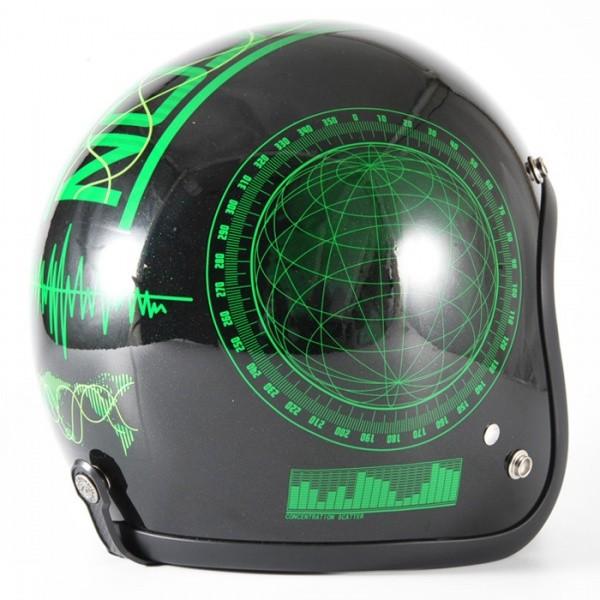 72JAM JET HELMET JJ-23 BEACON（ブラック） グリーンフレークブラックベース グロス仕上げ スモールジェット ...