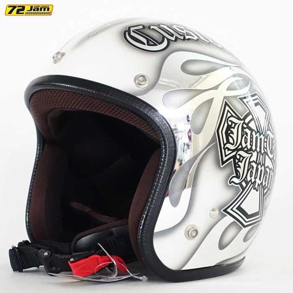72JAM JET HELMET Helmet IP-1006 New クロス メッキベース ホワイト XLサイズ(60-62cm未満) : 二輪用品店 MOTOSTYLE - 通販 ...