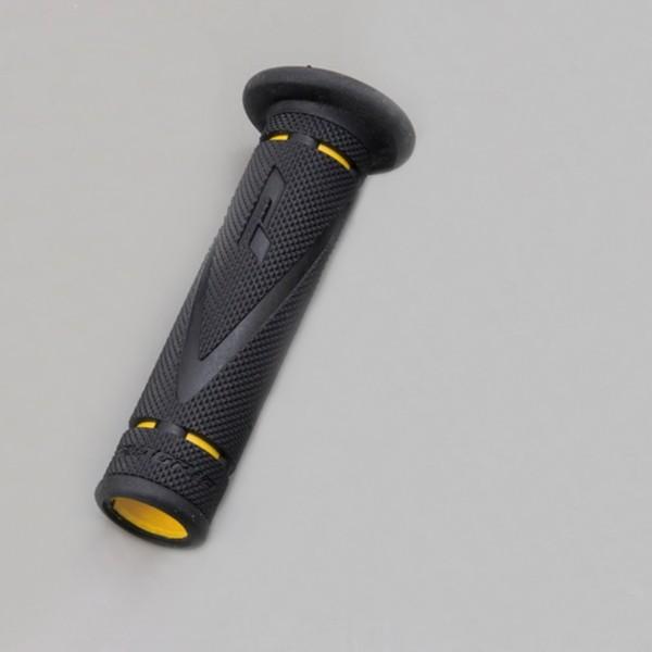 DAYTONA（デイトナ） PRO-GRIP スーパーバイクグリップ #838 ブラック/イエロー （エンド貫通／耐震GEL／122mm ...