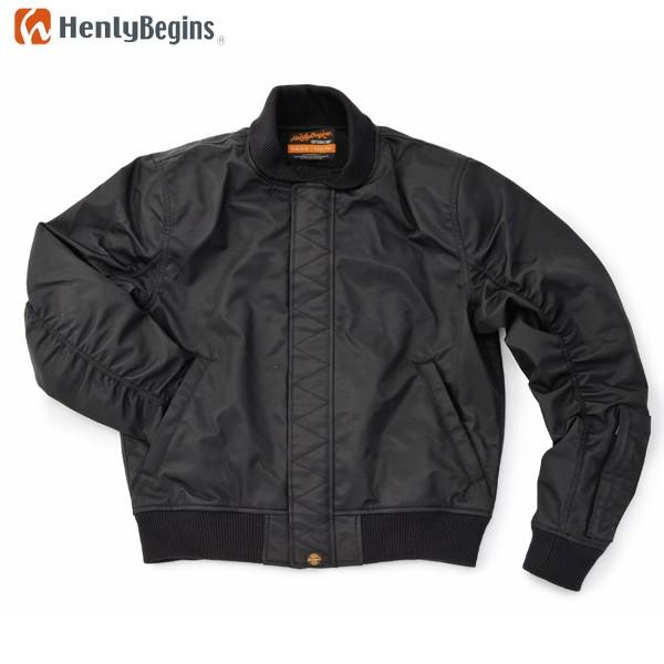 HenlyBegins Henly Begins（ヘンリービギンズ） ナイロンツイル MA-1 ジャケット（ブラック） DH-006 : 二輪 ...