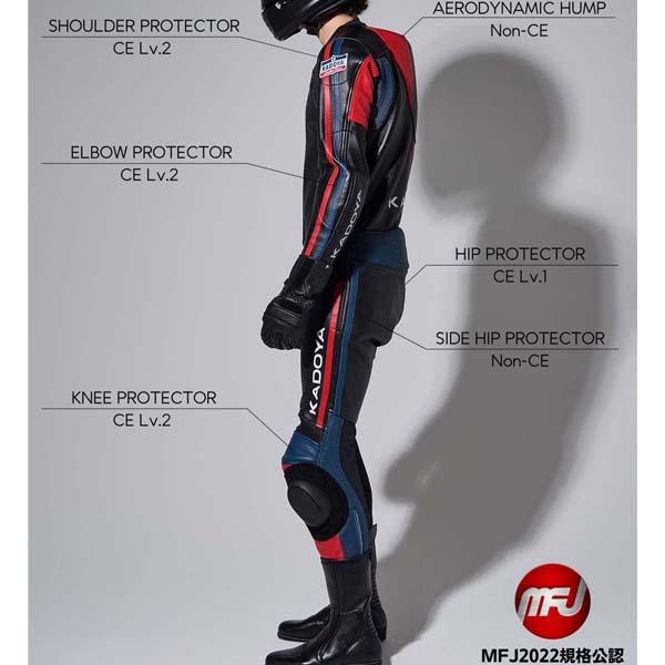 カドヤ カドヤ(KADOYA) K'S LEATHER (ケーズレザー) バイク用 レーシングスーツ ORIGINATOR RACING-B ブラック/ネイビー/レッド 0005 3L ...