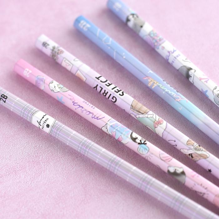 2B かきかた鉛筆 女の子 5本セット 鉛筆 小学生 かわいい おしゃれ 文房具 鉛筆セット 文具セット えんぴつ 低学年 可愛い かわいい ...