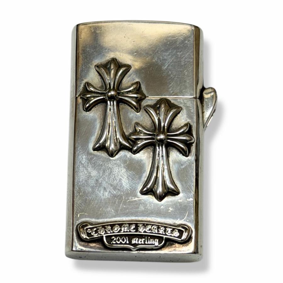 CHROME HEARTS CHクロス Zippo タイニー ダブルクロス ナロージッポ クロムハーツ シルバー F （3733M ...