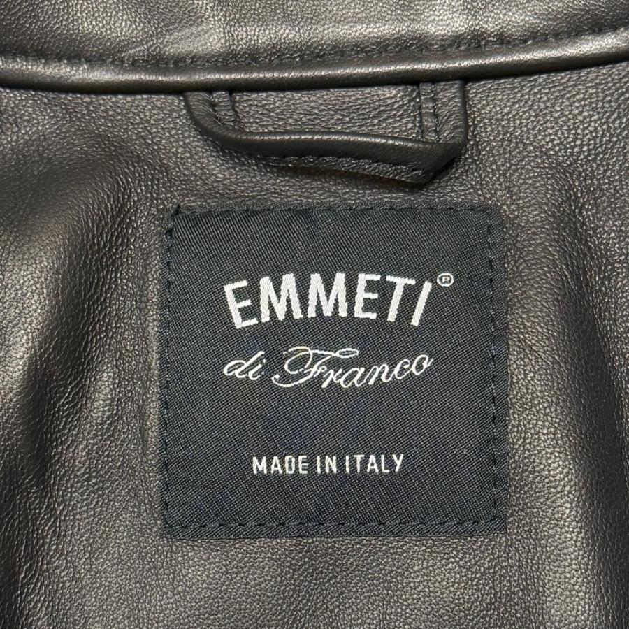 参考上代165000円 未使用 EMMETI KELSO NAPPA SILK レザージャケット シングルライダースジャケット エンメティ ...