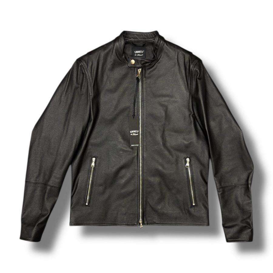 参考上代231000円 未使用 EMMETI KELSO SP CALF SKIN レザージャケット シングルライダース エンメティ 9312 ...