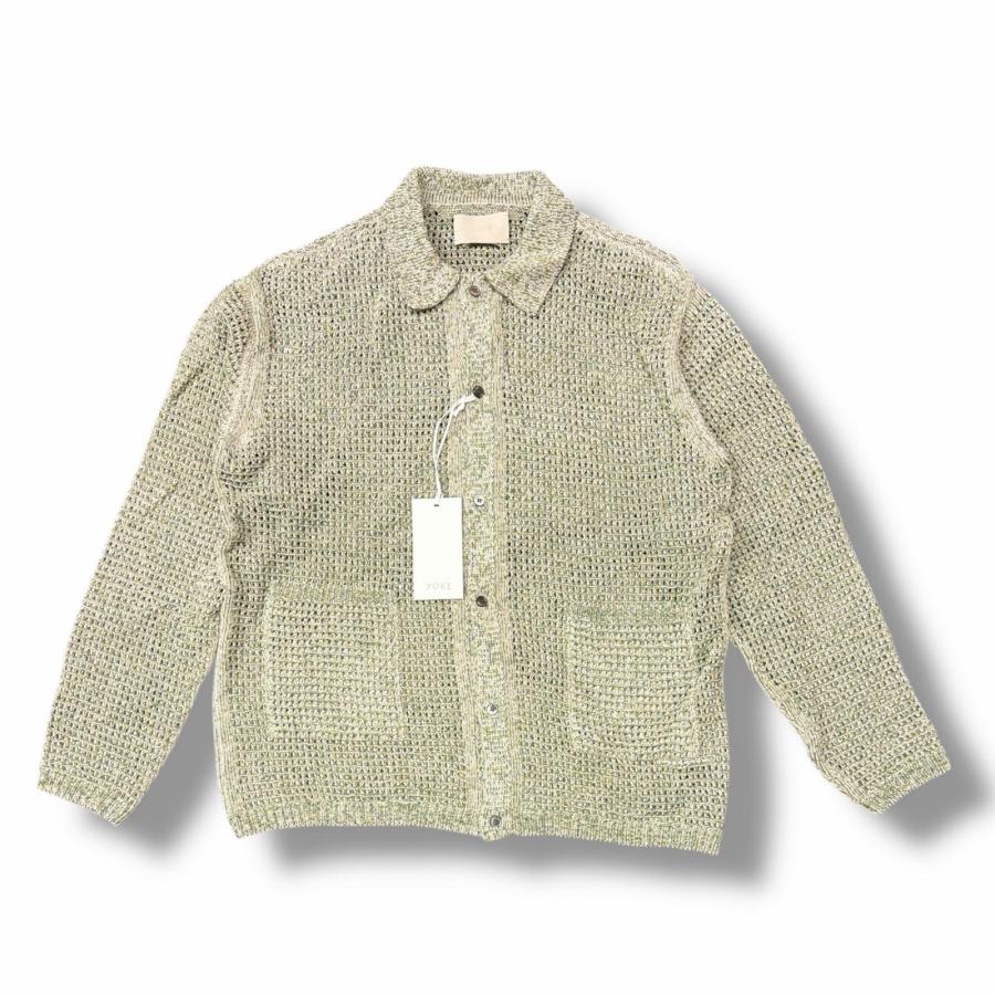 参考上代41800円 未使用 YOKE 25SS MESH KNITTED SHIRT CARDIGAN メッシュニット シャツカーディガン ...