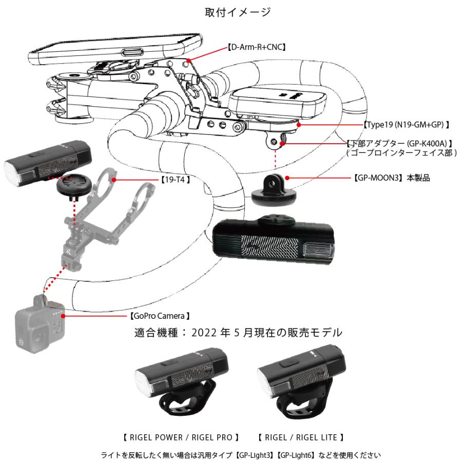 REC-MOUNTS レックマウント ライトアダプター MOON ムーン用 GP-MOON3 GoPro ゴープロインターフェイスから ...
