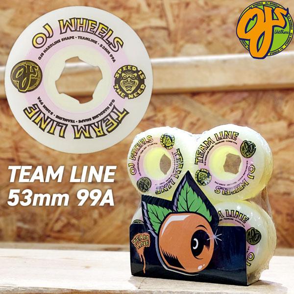 スケボー ウィール OJ WHEELS TEAM LINE 53mm 99A WHT/PPL/YEL OJウィール ...