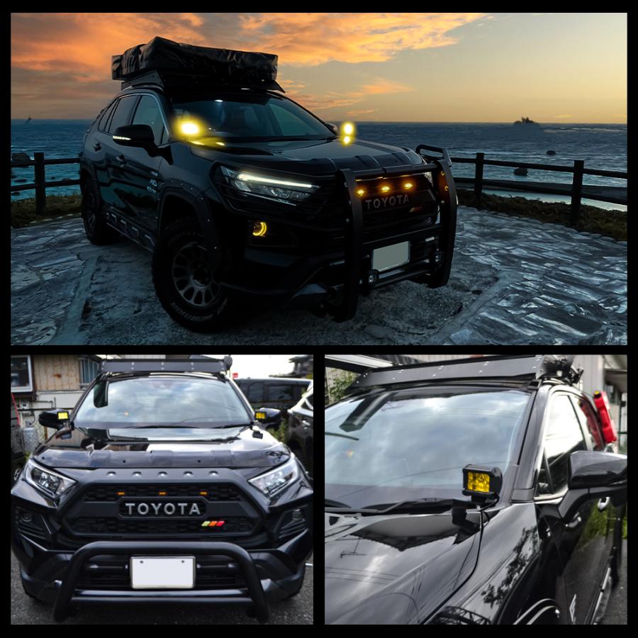 新型 RAV4 50系 カスタム パーツ PHV ボンネットライト ブラケット ステー ボンネットランプ 左右セット 固定金具 アクセサリー LED : NEXUS Japan ネクサス ...