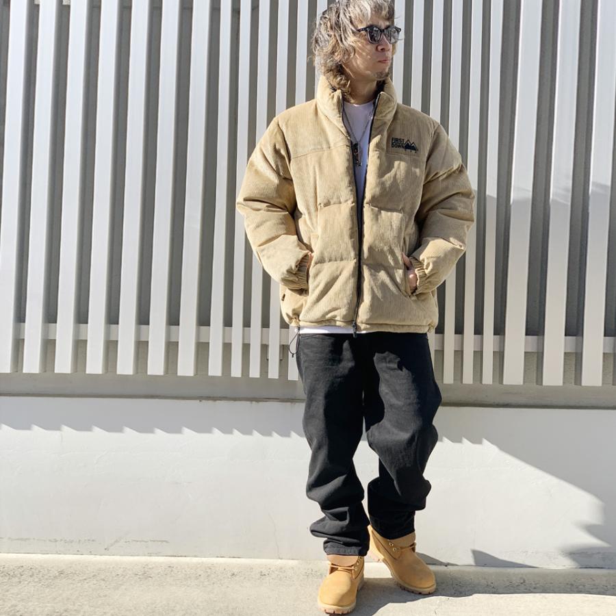 ファーストダウン FIRST DOWN リバーシブル ダウンジャケット REVERSIBLE BUBBLE DOWN JACKET CORDUROY コーデュロイ F742003 ベージュ ...