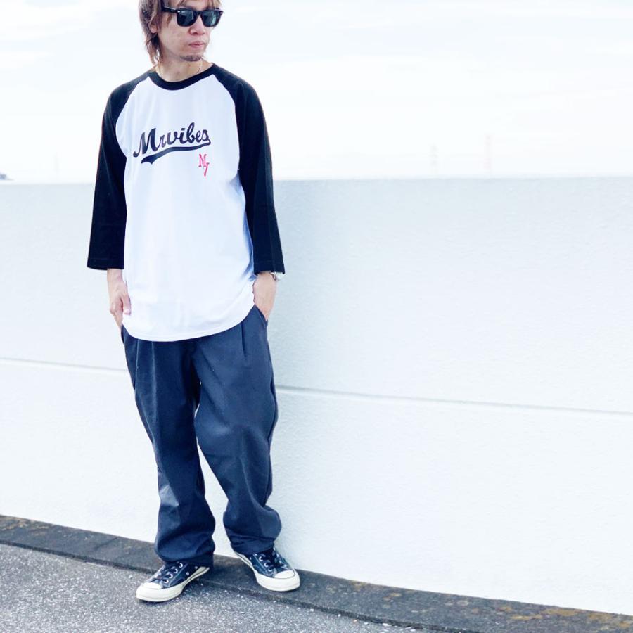 MRV by Mr.vibes Tシャツ SCRIPT RAGLAN Tee ラグラン ベースボールTシャツ 7分袖 オリジナル ホワイト/ブラック WHITE 白 : Mr-vibes ...