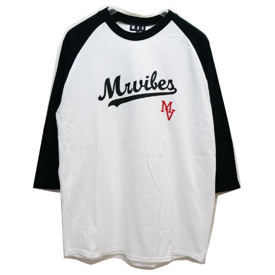 MRV by Mr.vibes Tシャツ SCRIPT RAGLAN Tee ラグラン ベースボールTシャツ 7分袖 オリジナル ホワイト/ブラック WHITE 白 : Mr-vibes ...