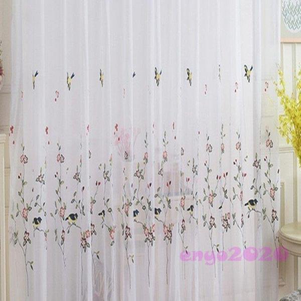 レースカーテン 刺繍 花柄 蝶 鳥 ホワイト 間仕切り オーダーカーテン 北欧 レース uvカット リゾート リビング 幅60-100cm丈60-100cm : MRCS - 通販 ...