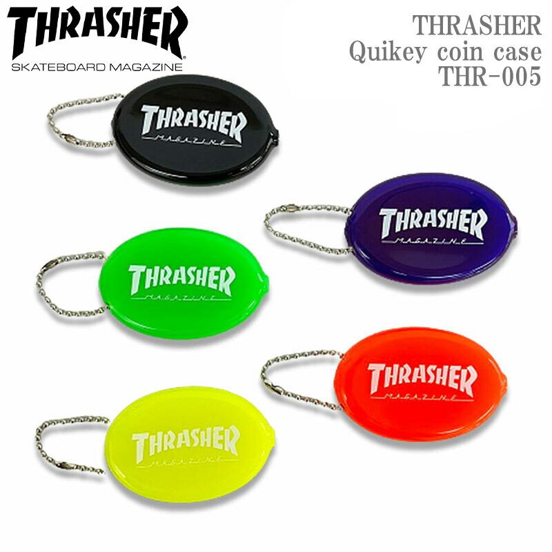 THRASHER スラッシャー Quikey coin case THR-005 クイキー コインケース 米国製 ロゴ ネオンカラースケーター ...