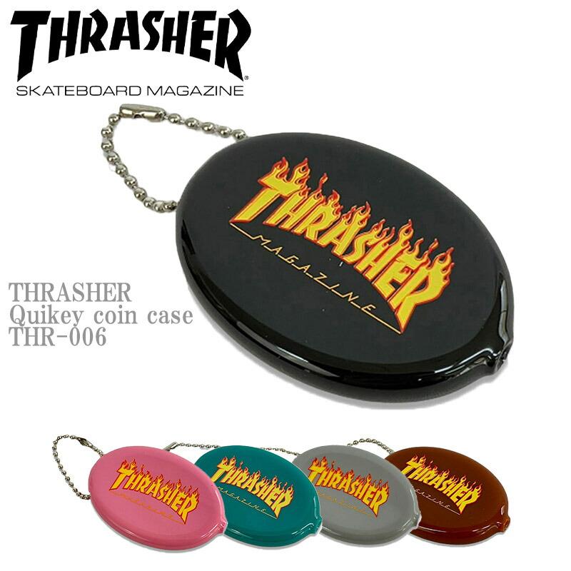 THRASHER スラッシャー Quikey coin case THR-006 クイキー コインケース 米国製 ロゴ ネオンカラースケーター ...