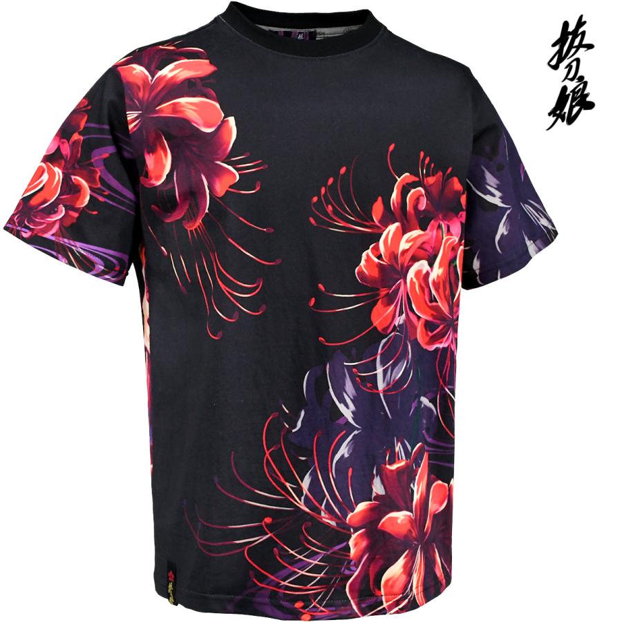 抜刀娘 ばっとうむすめ 美麗 MIREI 和柄 クルーネック 葵 妃那 半袖 Tシャツ mens メンズ(妃那 般若の面) 232838 ...