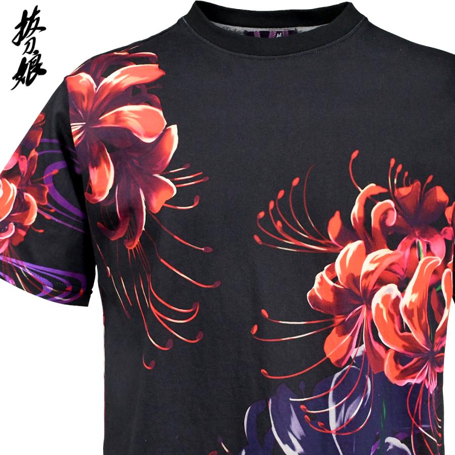 抜刀娘 ばっとうむすめ 美麗 MIREI 和柄 クルーネック 葵 妃那 半袖 Tシャツ mens メンズ(妃那 般若の面) 232838 ...