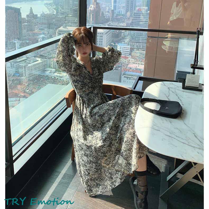 シフォン花柄ワンピース ワンピース 長袖 レディース ロング 清楚 上品 きれいめ M/L : hh0604-i399 : TRY Emotion - 通販 - Yahoo!ショッピング