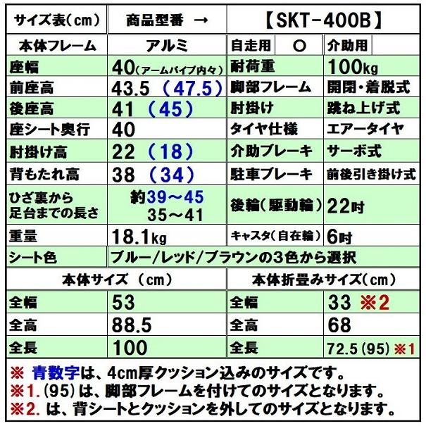 ミキ 車椅子 軽量 コンパクト SKT-400B 折りたたみ 自走用 自動ブレーキ エアータイヤ とまっティ : エムズハウスYahoo!店 - 通販 - Yahoo!ショッピング