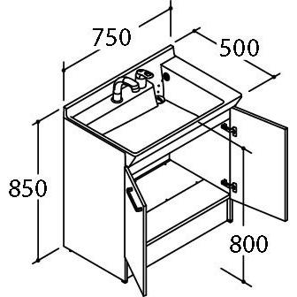 INAX 品番： PV1N-755S(4)Y/VP1H ・ MPV1-75XFJU / INAX洗面化粧台（PV）本体のみ間口750mm エコ洗髪シャワー 吐水切替なし 1面鏡 全高 1. ...