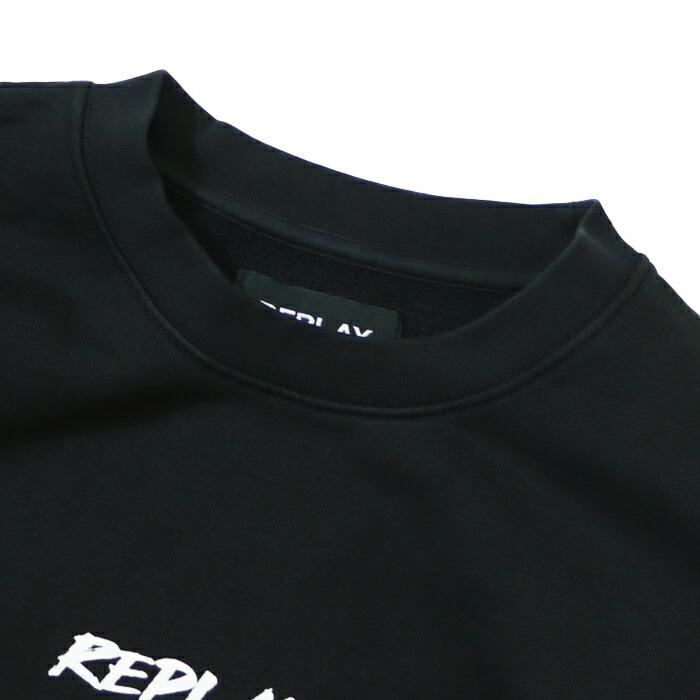 【セール 20％OFF】REPLAY リプレイ スウェット トレーナー クルーネック 長袖 プリント ロゴ アメカジ メンズ men's 国内 ...