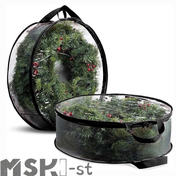 クリアケース 収納袋 収納 ケース クリスマスリース 頑丈 透明 花輪 クリスマス ガーランド 収納バッグ 丸形 片付 : MSK1ストア - 通販 - Yahoo!ショッピング