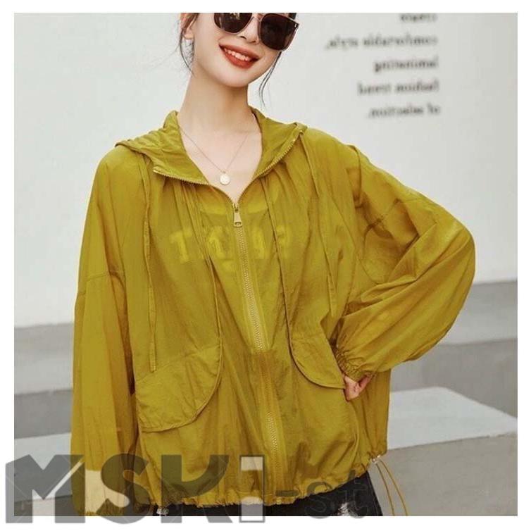 UVカット パーカー シアー 透け感 トップス レディース シアーブルゾン シアーパーカー UVパーカー シアートップス 長袖 涼しい 軽い 薄手 フ : MSK1ストア - 通販 ...
